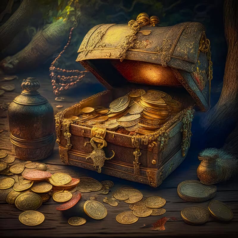 Image of an Ancient Treasure in a Chest. Generative AI Stock Photo ...