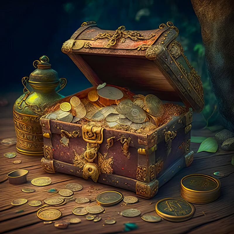 Image of an Ancient Treasure in a Chest. Generative AI Stock Photo ...