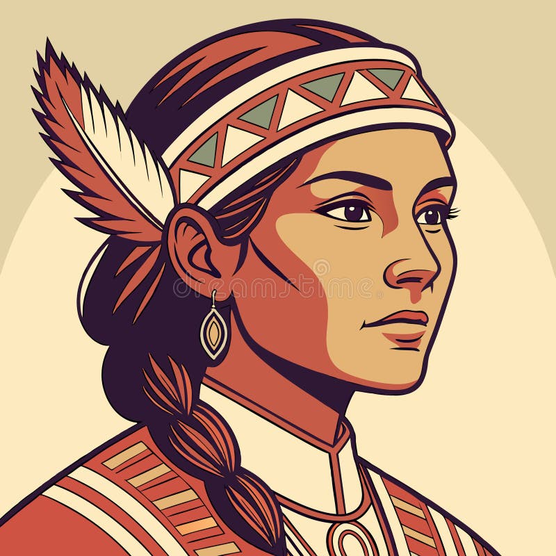 Image of a Native American Woman Stock Illustration - Illustration of ...