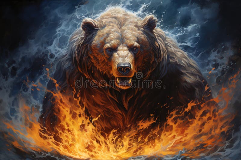 Image of an Angry Bear with Fire, Wildlife Animals., Generative AI ...