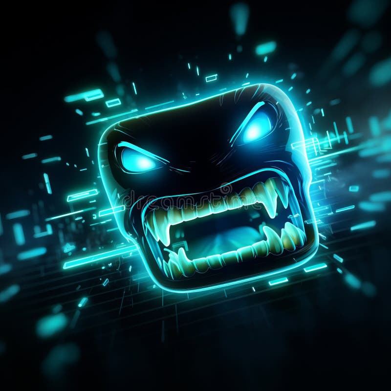 An Image of an Angry Face with Glowing Blue Eyes Stock Image - Image of ...