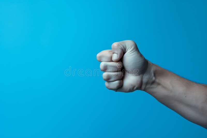 Angry Hand Gesture on Blue Background Stock Illustration - Illustration ...