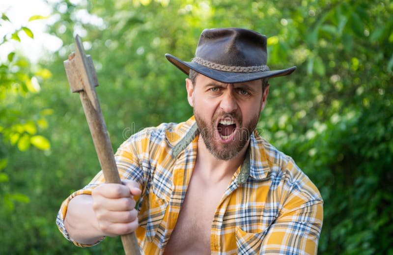 Image of Angry Lumberjack with Axe. Angry Lumberjack with Axe Stock ...