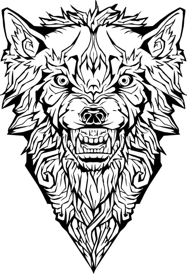 Angry Wolf. Isolated. Coloring Page. Stock Vector - Illustration of ...