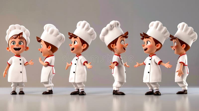 A Group of Cartoon Chefs in White Uniforms and Hats Stock Image - Image ...