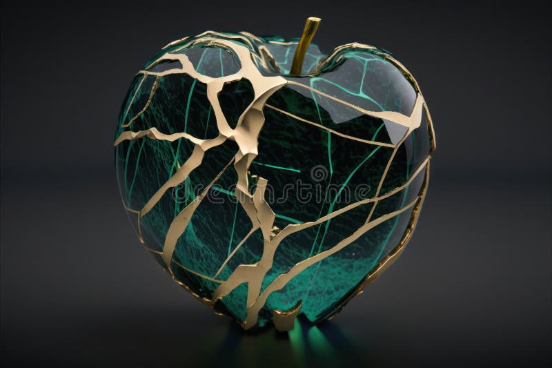 Image of an Apple Made of Malachite Inlaid with Gold Threads Stock ...