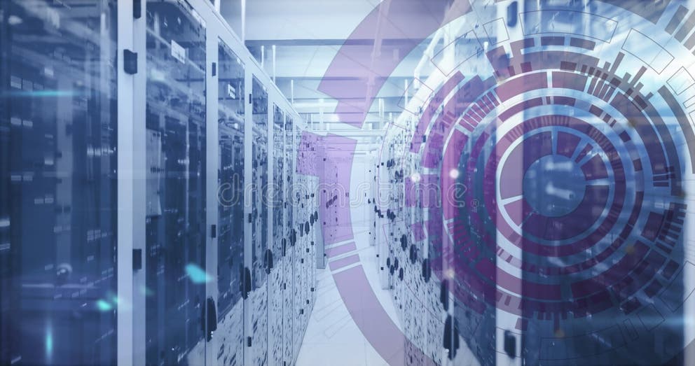 Image of Arc Reactor Spinning Over Digital Data Racks in Server Room ...