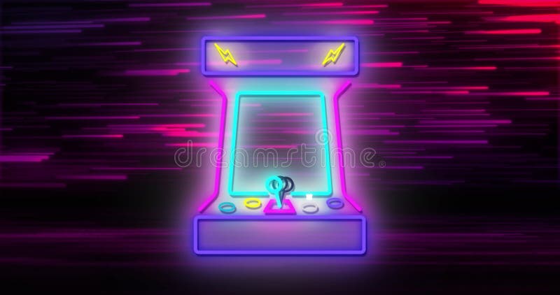 Image of Arcade Machine Icon Text Over Light Trails on Black Background ...