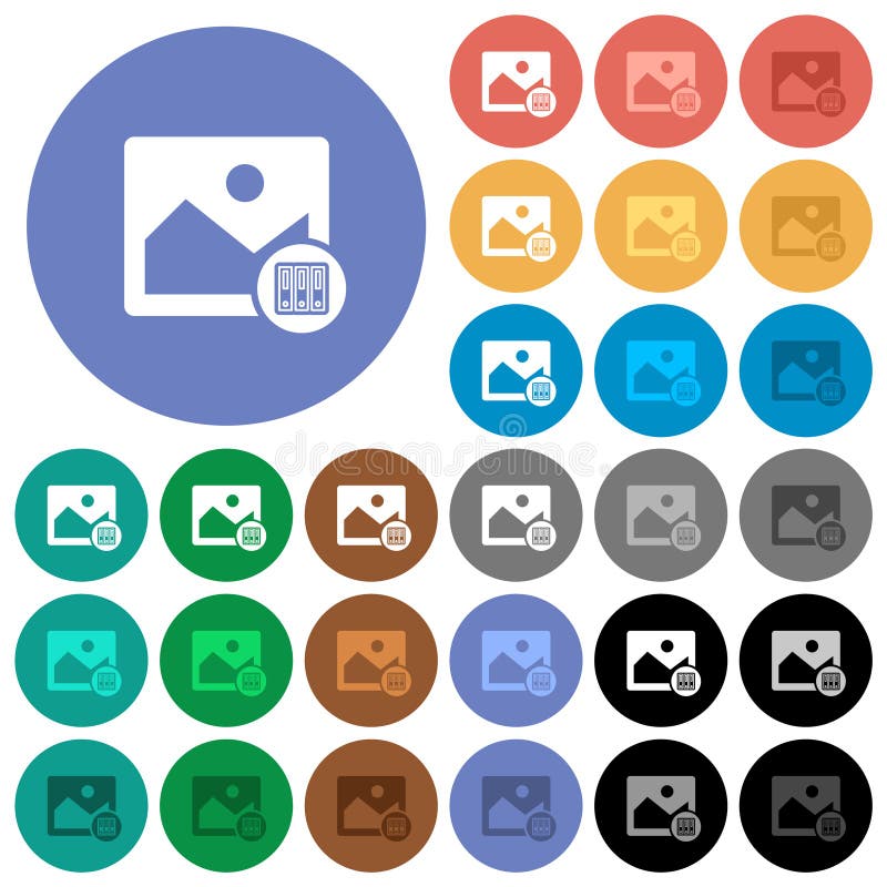 Image Archive Round Flat Multi Colored Icons Stock Vector ...