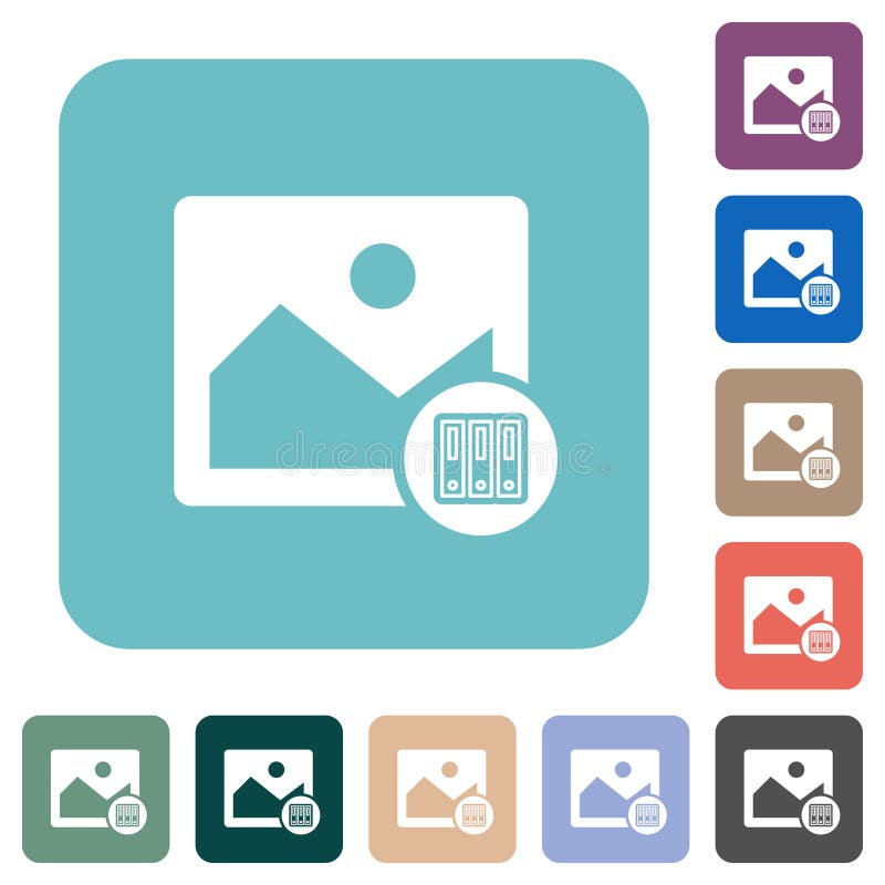 Image Archive Rounded Square Flat Icons Stock Vector - Illustration of ...