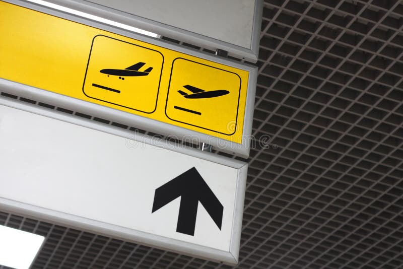 Image of Arrival and Departure Signs at the Airport Stock Photo - Image ...