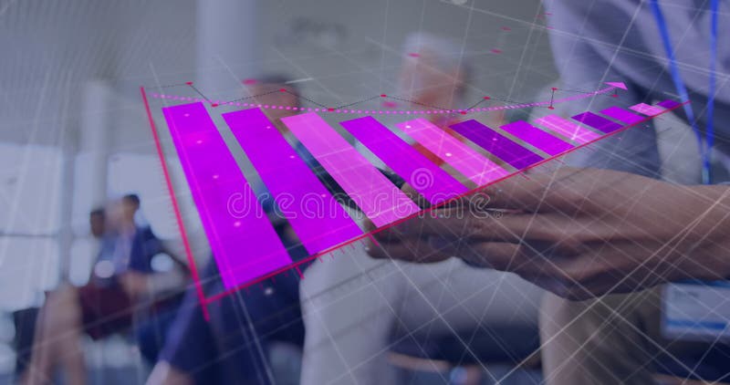 Image of Arrow on Falling Graph Over Midsection of Caucasian Man Using ...