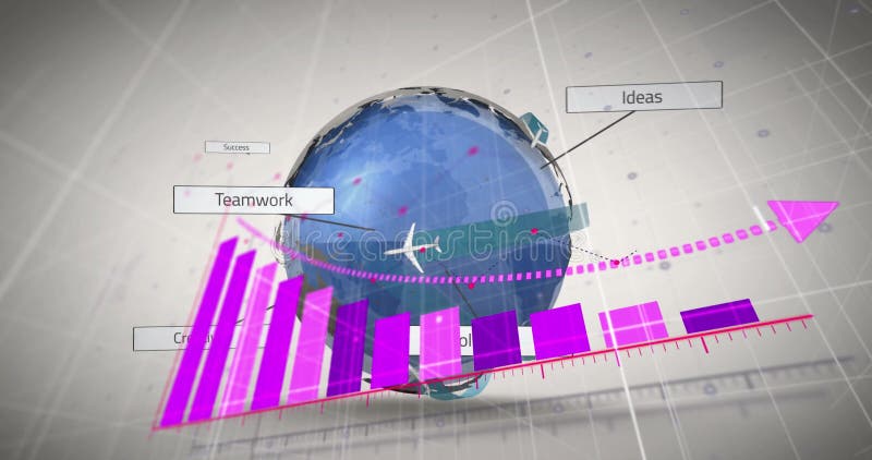 Image of Arrow on Graph with Text in Rectangles and Flying Airplanes ...