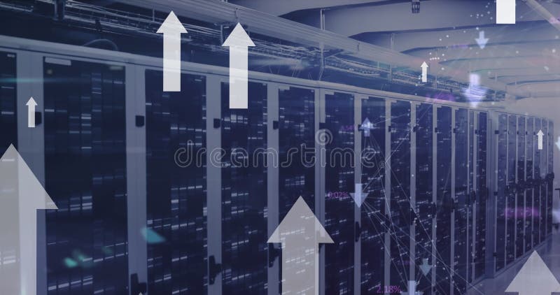 Image Arrow Moving Upwards Over Illuminating Data Server Racks Stock Image - Image of internet ...