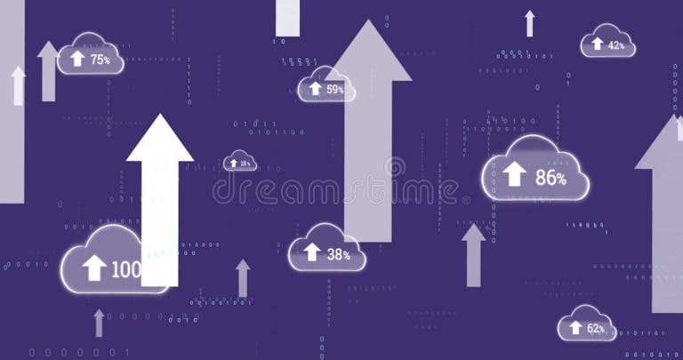 Image of Arrows and Clouds with Percents Over Binary Coding Stock ...