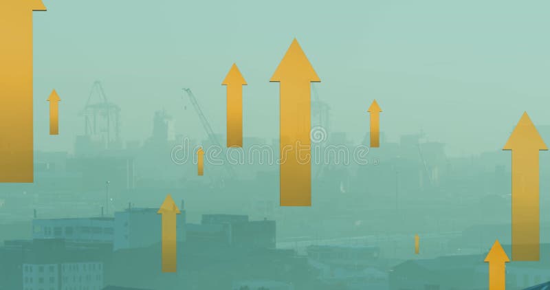 Image of Arrows Icons Over Building Site Stock Illustration ...