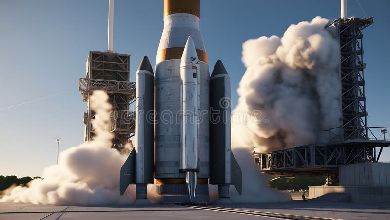 A Large Rocket Preparing To Be Launched into the Air Stock Illustration ...