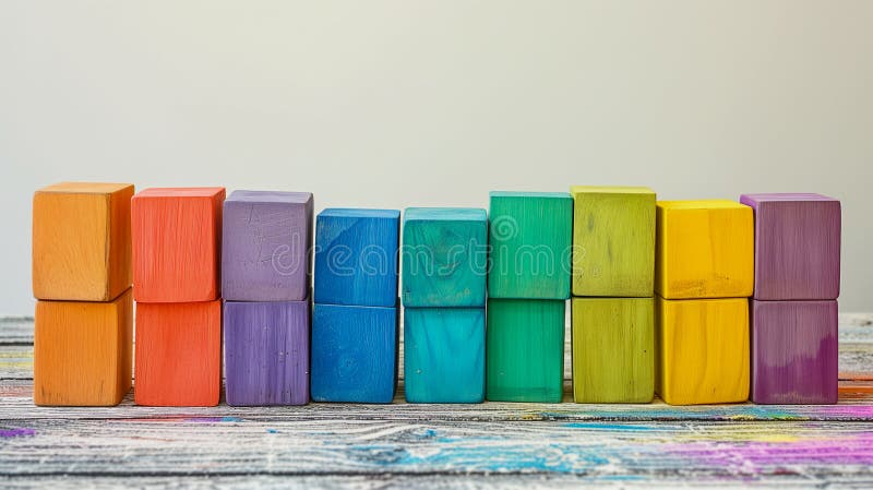 Image of Artwork Made of Colorful Wooden Blocks. Background of ...