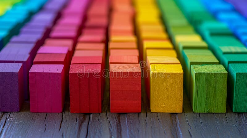 Image of Artwork Made of Colorful Wooden Blocks. Background of ...