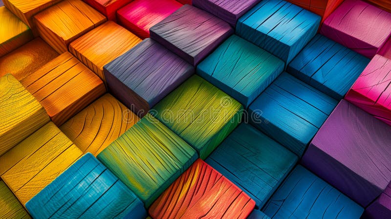 Image of Artwork Made of Colorful Wooden Blocks. Background of ...