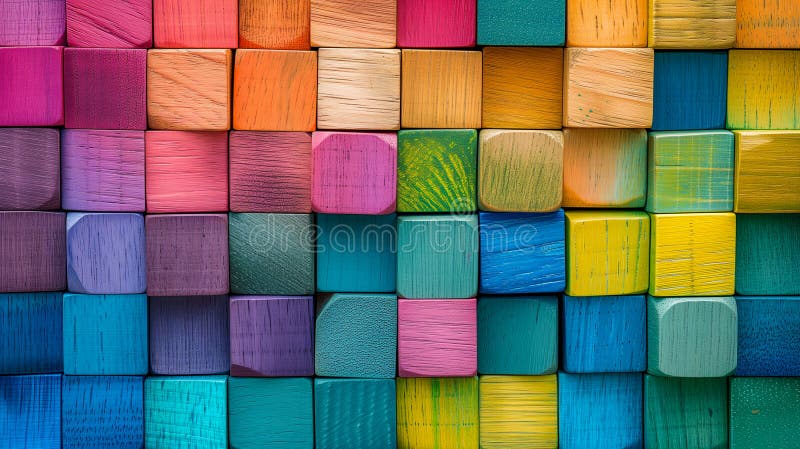 Image of Artwork Made of Colorful Wooden Blocks. Background of ...