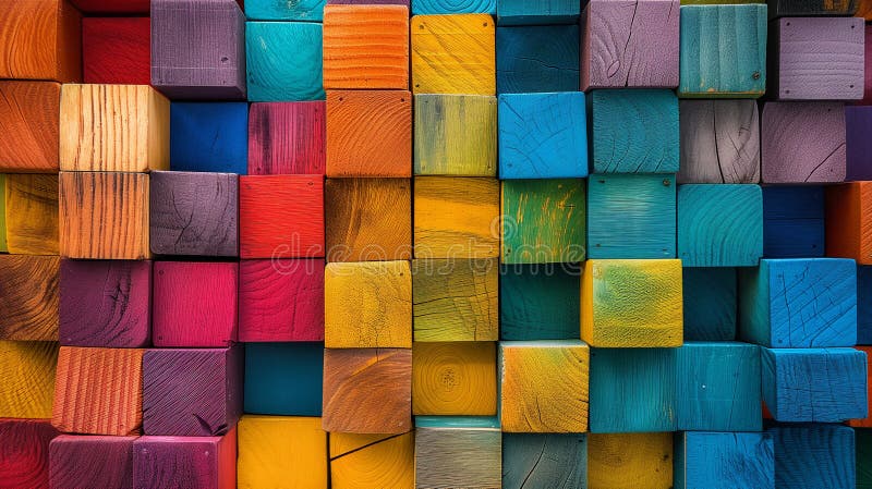 Image of Artwork Made of Colorful Wooden Blocks. Background of ...