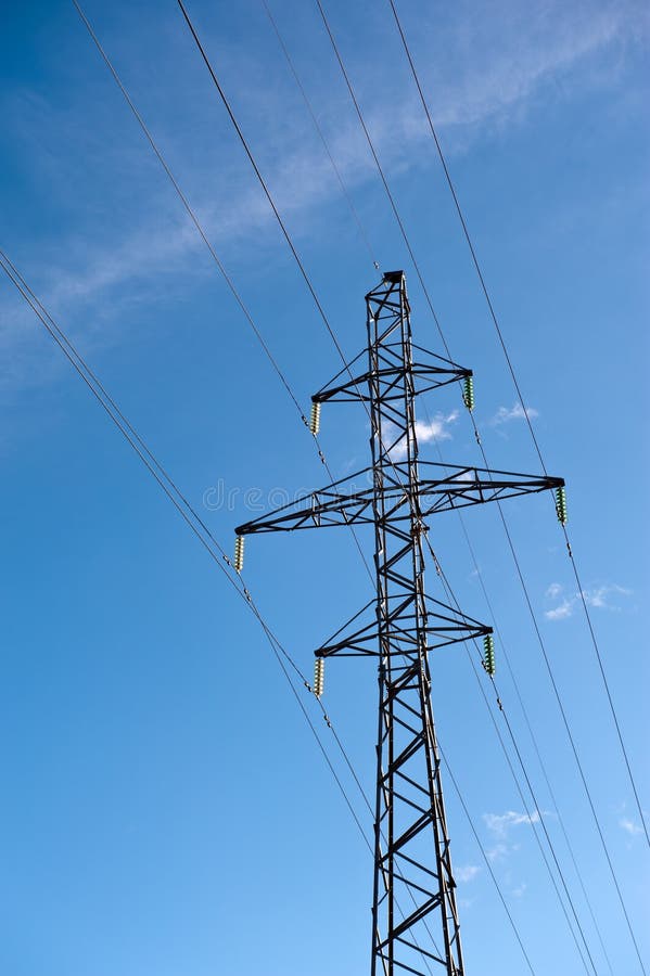 A Image of Asian Electrical Power Grid and Blue Sky. Stock Image ...