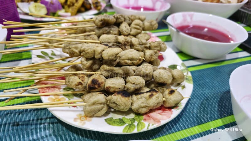 Image of Asian Food Known As Fish Satay Stock Image - Image of lime ...