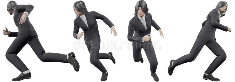 3d Illustration the Image of Asian Men with Long Black Hair Wearing the ...