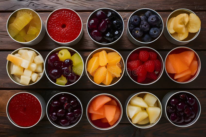 Image Assorted Canned Fruit on Kitchen Table, Ready To Eat Goodness ...