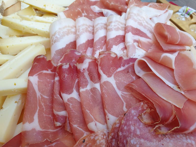 Image of Assorted Delicious Cheese and Meats Stock Image - Image of ...