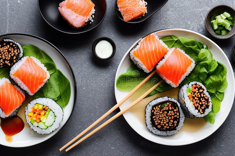 Image of Assorted Japanese Dishes on Table Stock Image - Image of ...