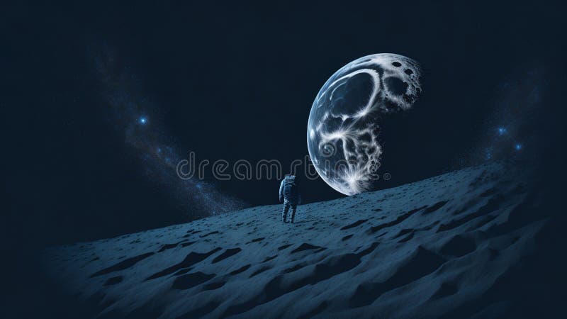 Surrealistic Moon is a Loyal Companion Stock Illustration ...