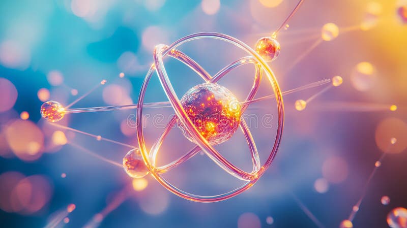 An Image of an Atom on a Blue Background Stock Photo - Image of ...
