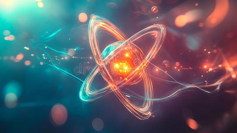 An Image of an Atom in the Middle of a Blue Background Stock Image ...