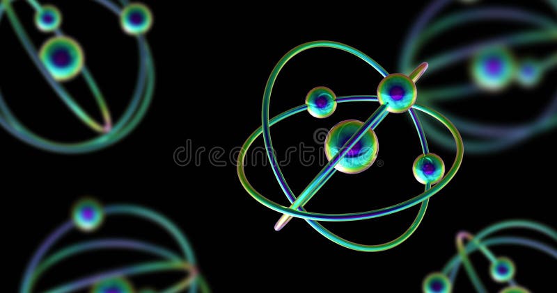 Image of Atom Models Spinning on Black Background Stock Photo - Image of digital, complex: 310897342
