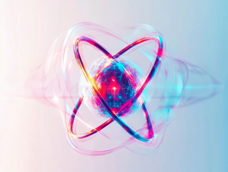 An Image of an Atom with a Red and Blue Light Coming Out of it Stock ...