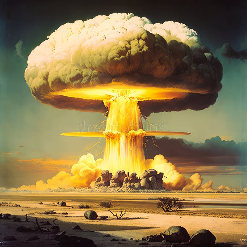 Image of an Atomic Bomb Exploding in the Sky. Generative AI Stock ...