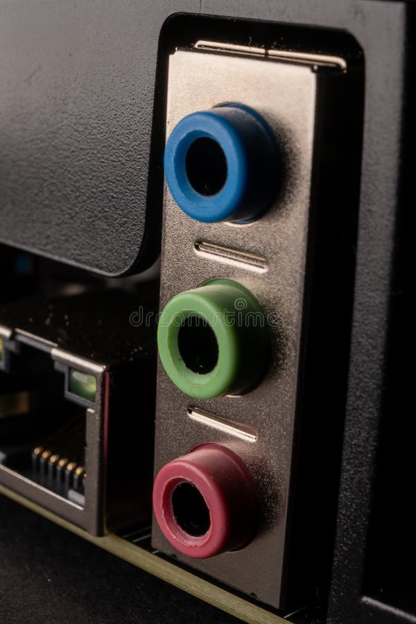 An Image of Audio Connectors on a Sound Card Backplate, Showcasing the ...