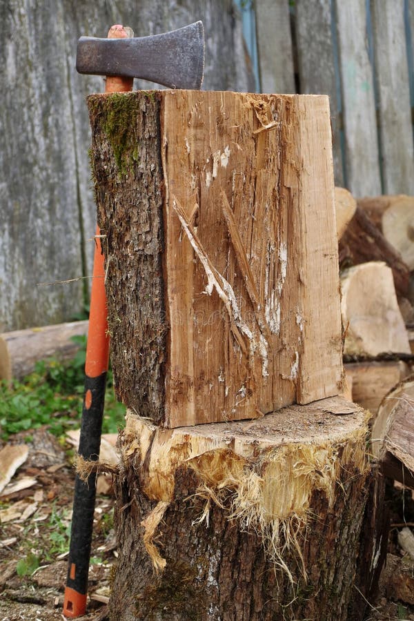 The Image of the Ax on the Stump Stock Image - Image of handle ...