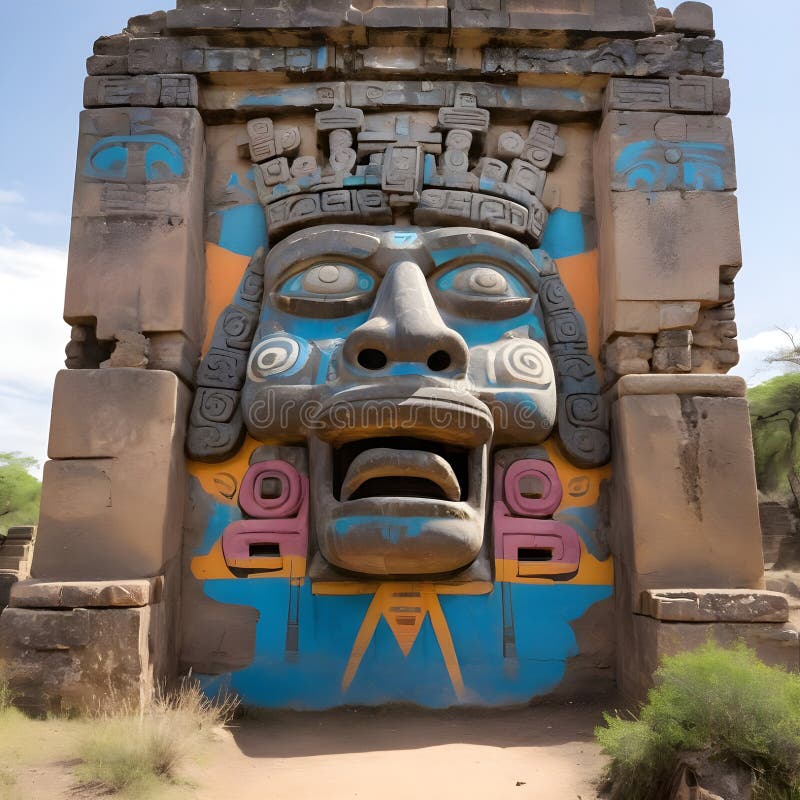 Image of the Aztec Statue in Vibrant Graffiti Scene Drawn Around the ...