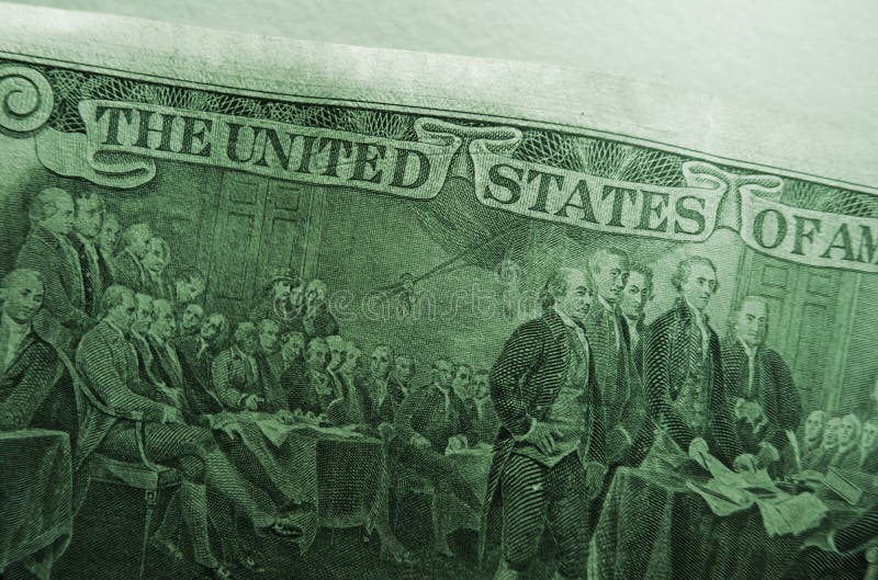 Image on the Back Side of a $2 Bill Depicting the Founding Fathers ...