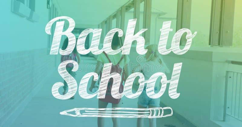 Image of Back To School Text Over Diverse School Kids at School Stock ...