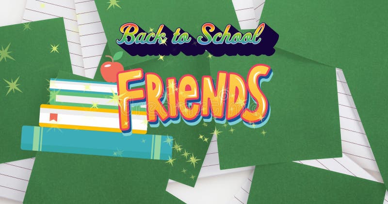 Image of Back To School Text Over Falling Notebooks Stock Photo - Image ...