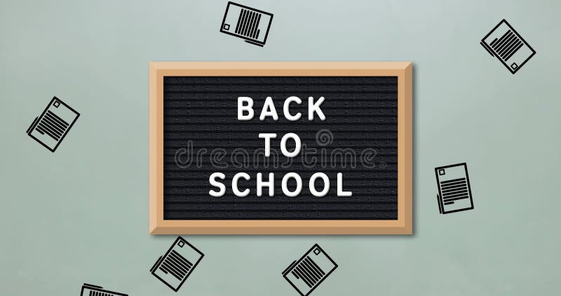 Image of Back To School Text Over School Icons Stock Illustration ...