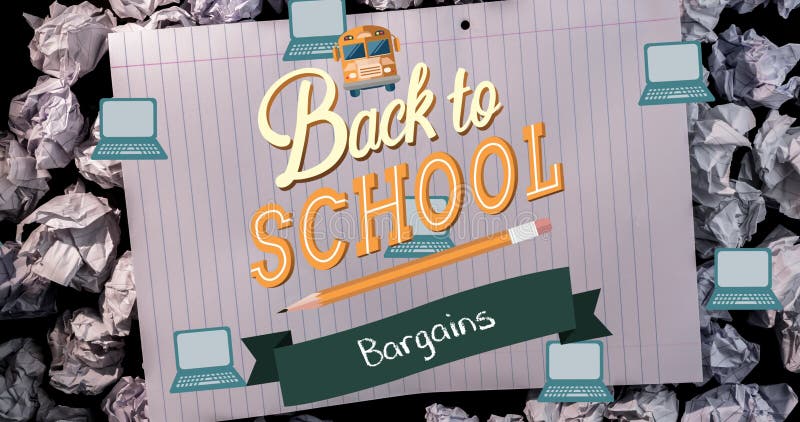 Image of Back To School Text Over School Icons Stock Illustration ...