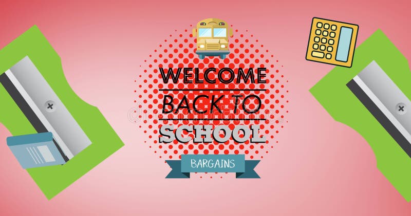 Image of Back To School Text Over School Icons Stock Illustration ...