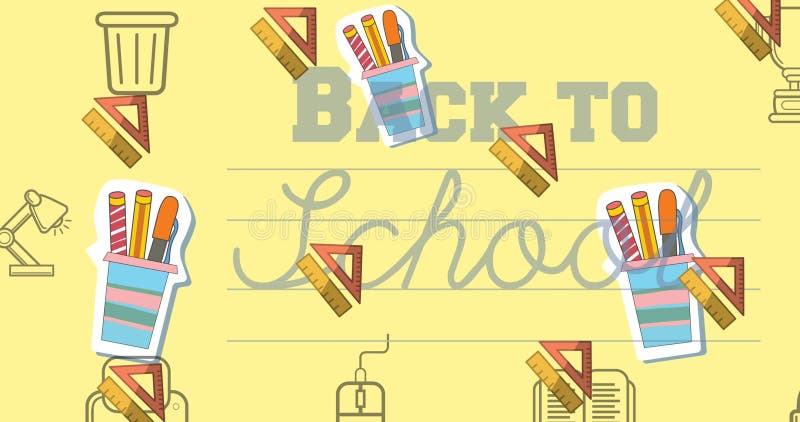 Image of Back To School Text Over School Icons Stock Illustration ...