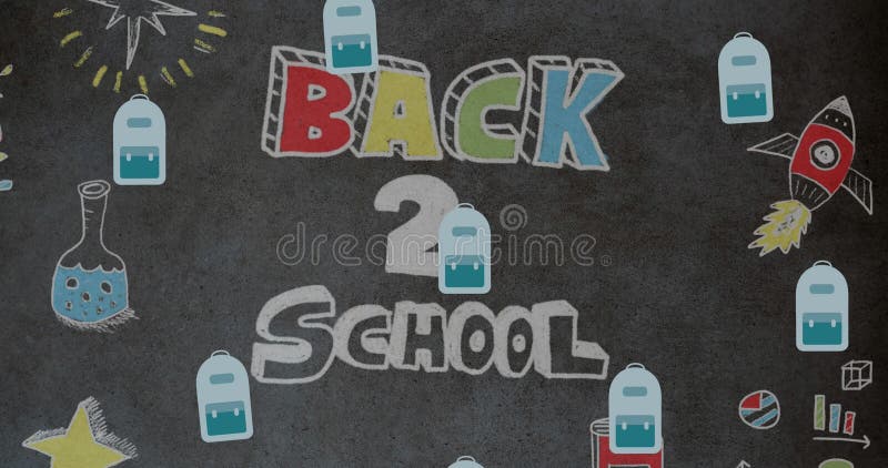 Image of Back To School Text Over School Icons Stock Illustration ...