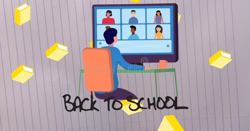 Image of Back To School Text Over School Icons Stock Illustration ...